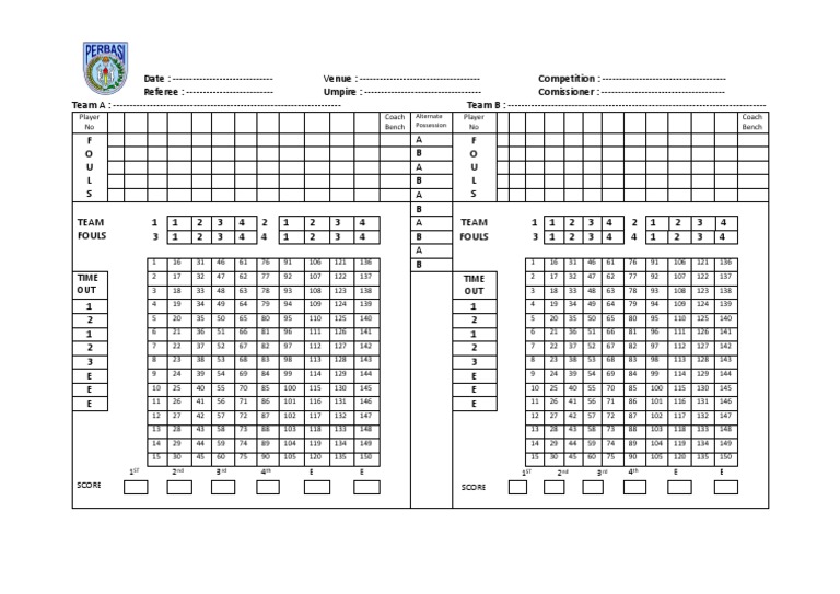 Sports Match Scorecard Template | PDF | Referee | Sports
