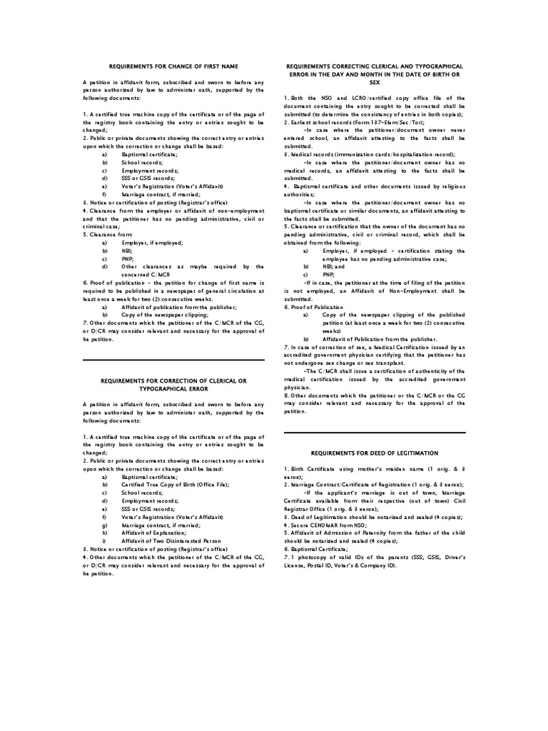 LCR Requirements | PDF | Birth Certificate | Notary Public