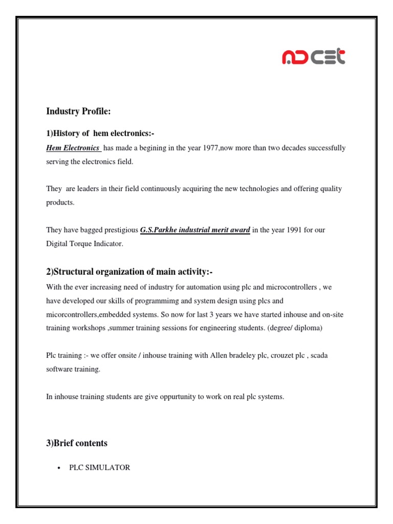 Industry Profile:: 1) History of Hem Electronics | PDF | Programmable ...