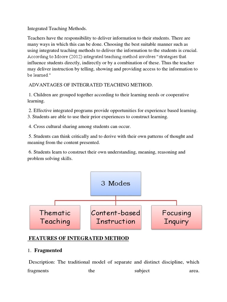 Integrated Teaching Methods | PDF | Teaching Method | Teachers