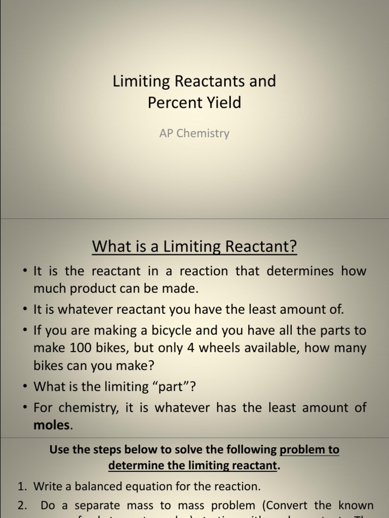 Limiting Reactants Percent Yield | Download Free PDF | Stoichiometry ...