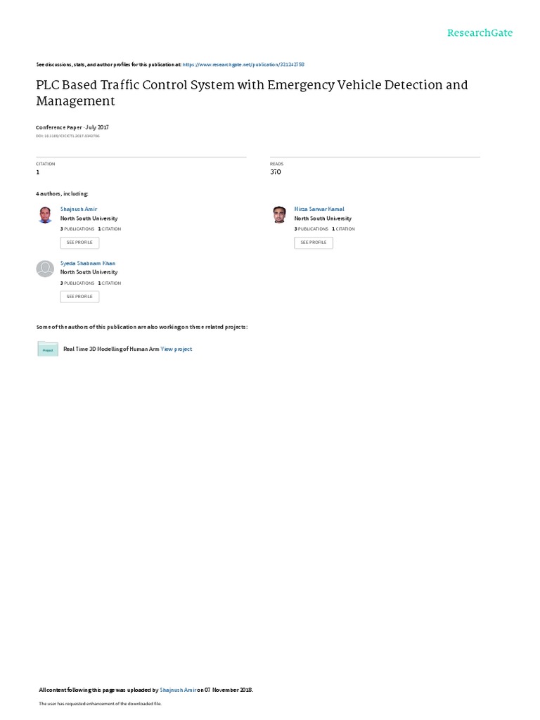 PLC Based Traffic Control System With Emergency Vehicle Detection and ...