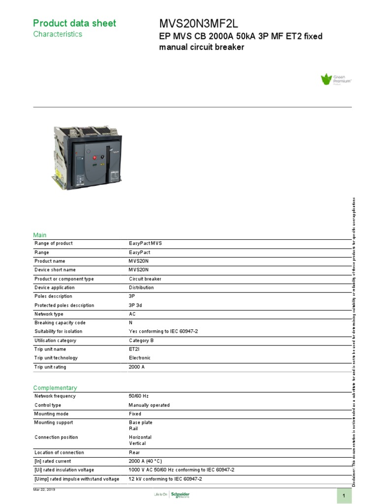 EasyPact MVS - MVS20N3MF2L PDF | PDF | Alternating Current | Power (Physics)