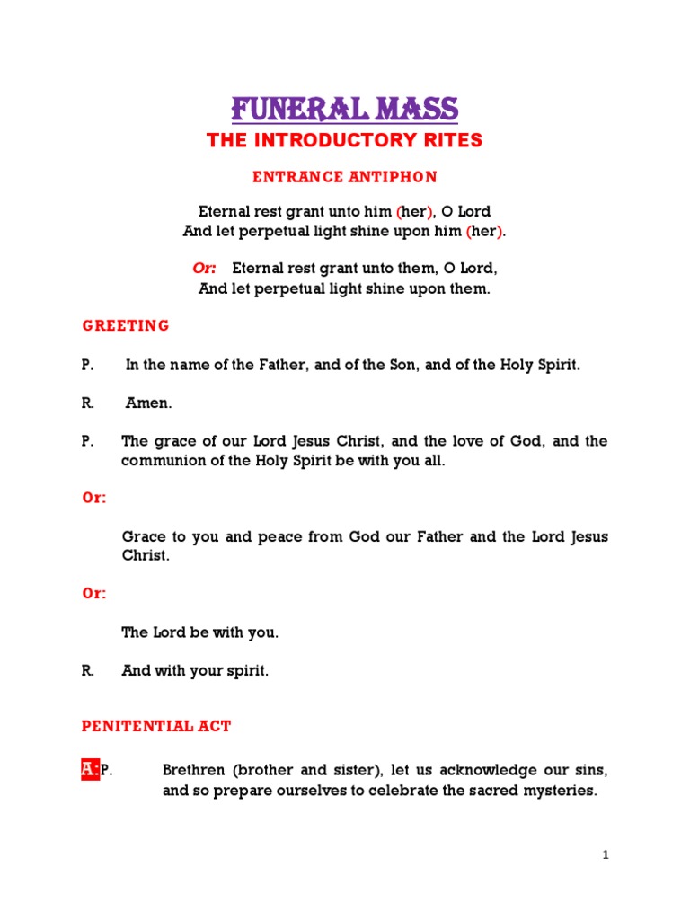 Funeral Mass: The Introductory Rites | PDF | Mercy | Eucharist