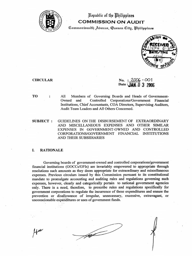 Coa Circular 2006-001 | PDF