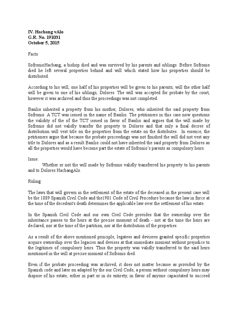 Succession Last 3 Cases | PDF | Will And Testament | Inheritance