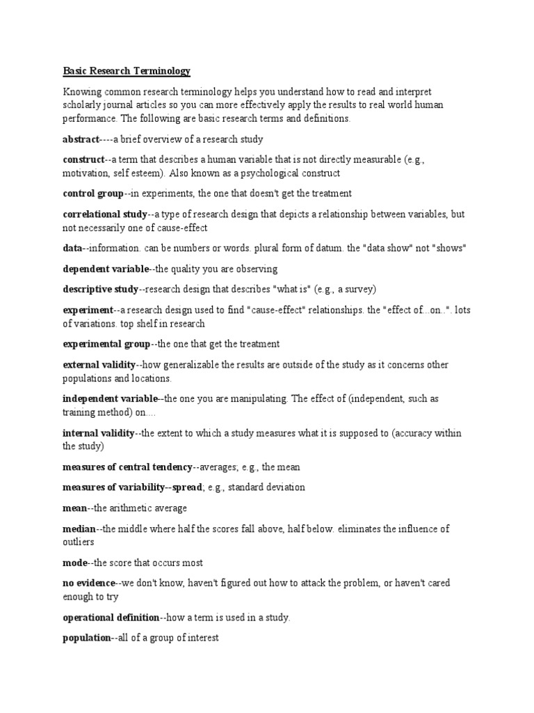 Research Terminologies | PDF | Standard Score | Statistics