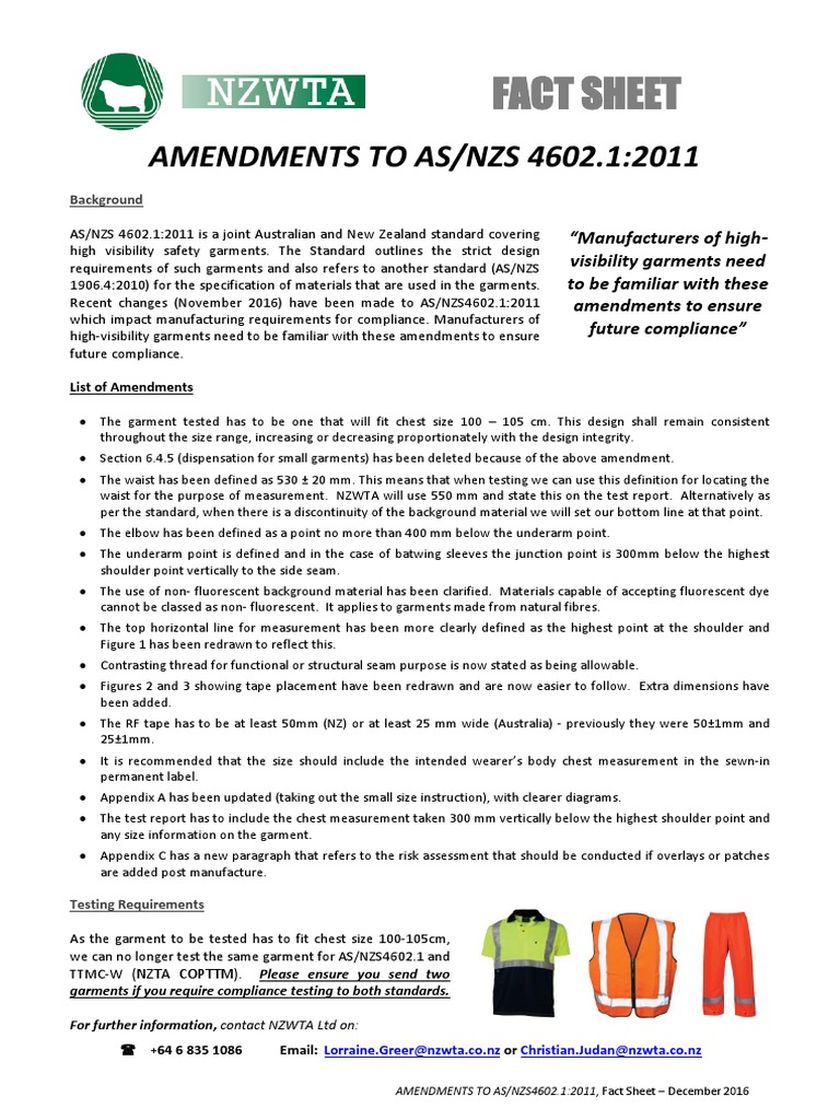 Amendments To as-NZS 4602.1 | PDF | Clothing | Business