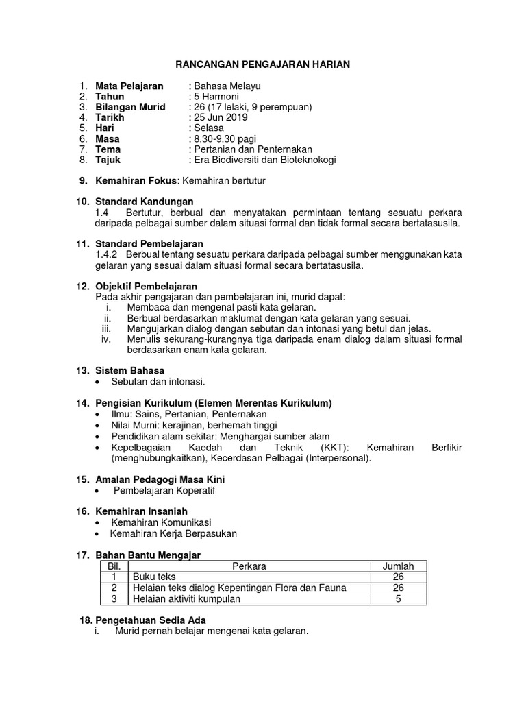 RPH Selasa 25 Jun | PDF