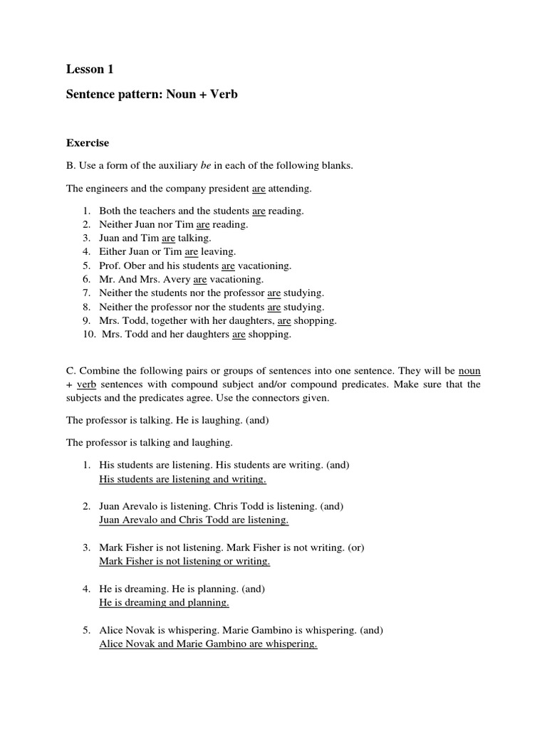 Lesson 1 | PDF | Verb | Sentence (Linguistics)