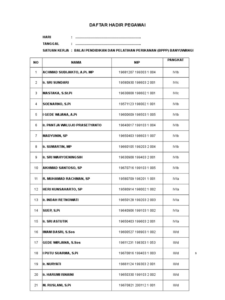 Absen Senam Pagi | PDF