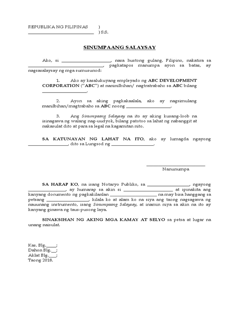 Affidavit (Tagalog) | PDF