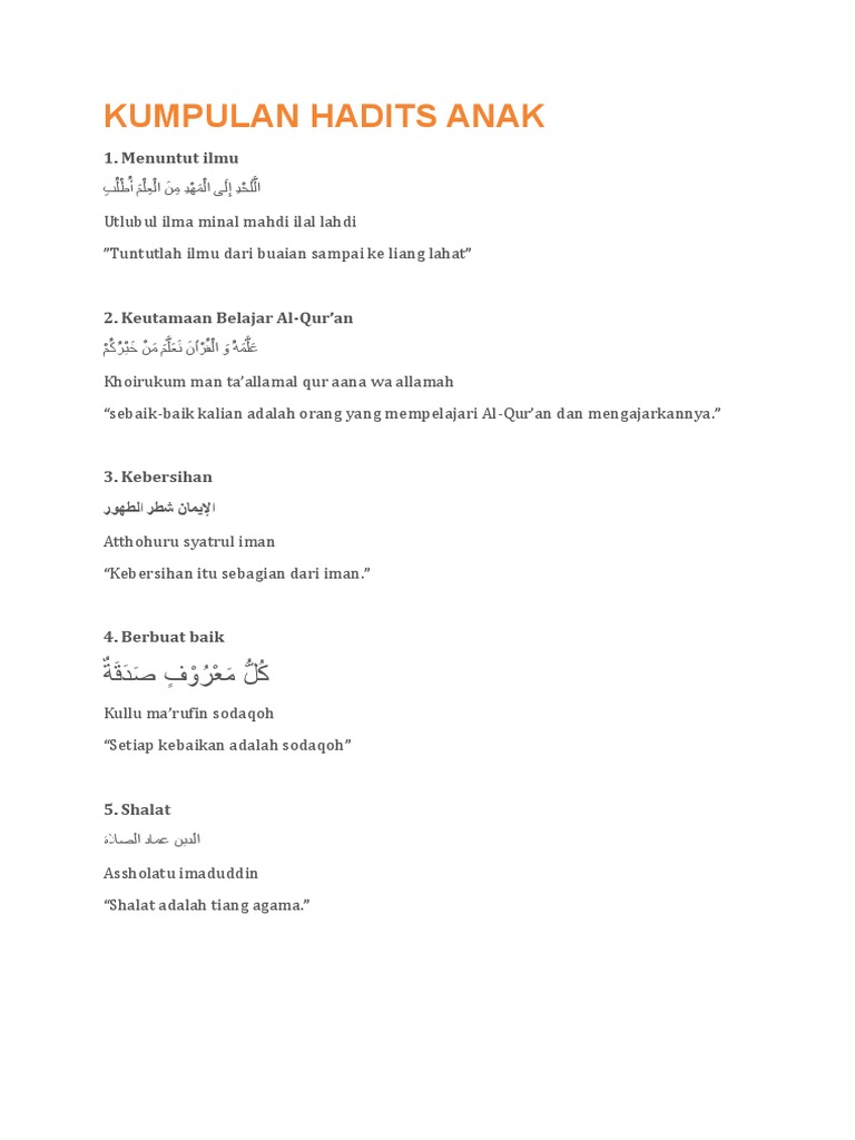 Kumpulan Hadits Anak | PDF