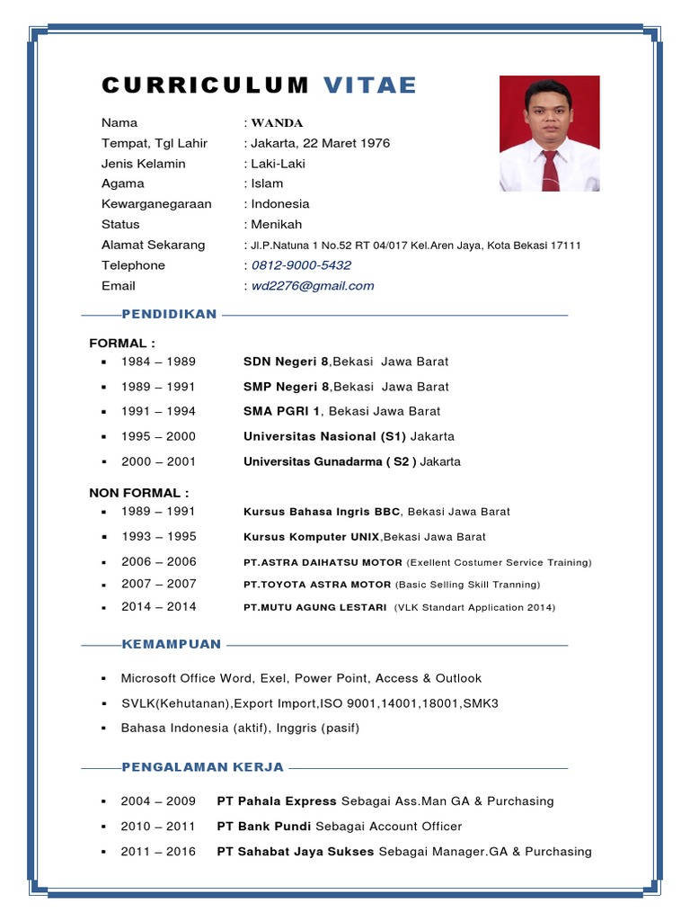 Contoh CV untuk Account Officer | PDF