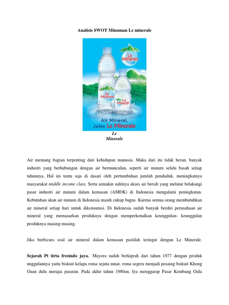 Analisis SWOT Minuman Le Minerale | PDF | Kesehatan Holistik