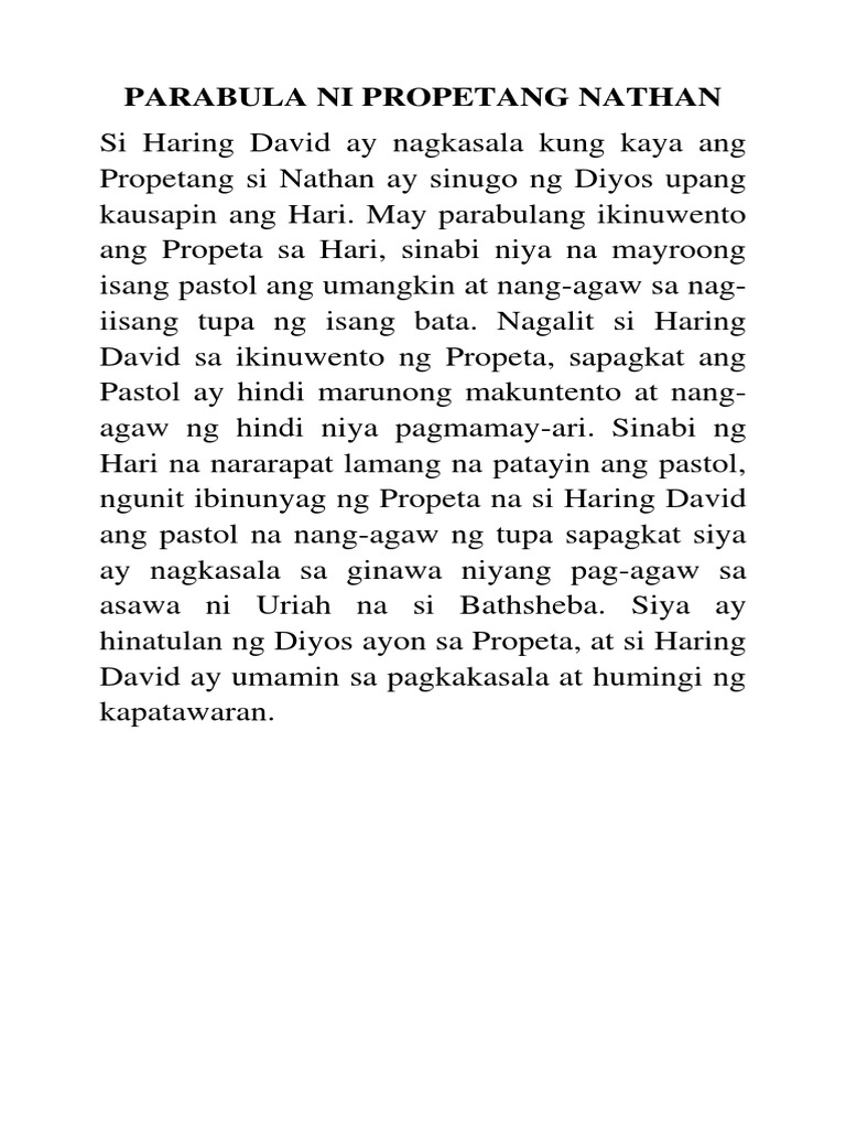 Parabula Ni Propetang Nathan | PDF