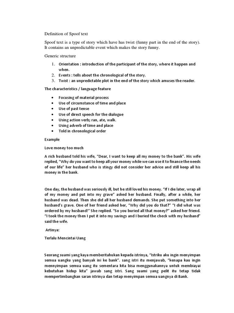 Definition of Spoof Text | PDF | Language Mechanics | Semiotics