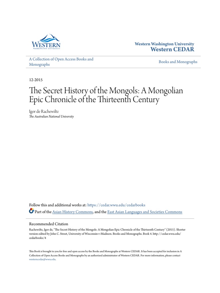 The Secret History of The Mongols - A Mongolian Epic Chronicle of PDF ...