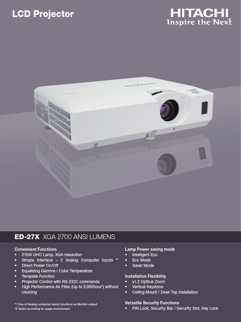 LCD Projector: Ed-27X Xga 2700 Ansi Lumens | PDF | Computer Monitor ...