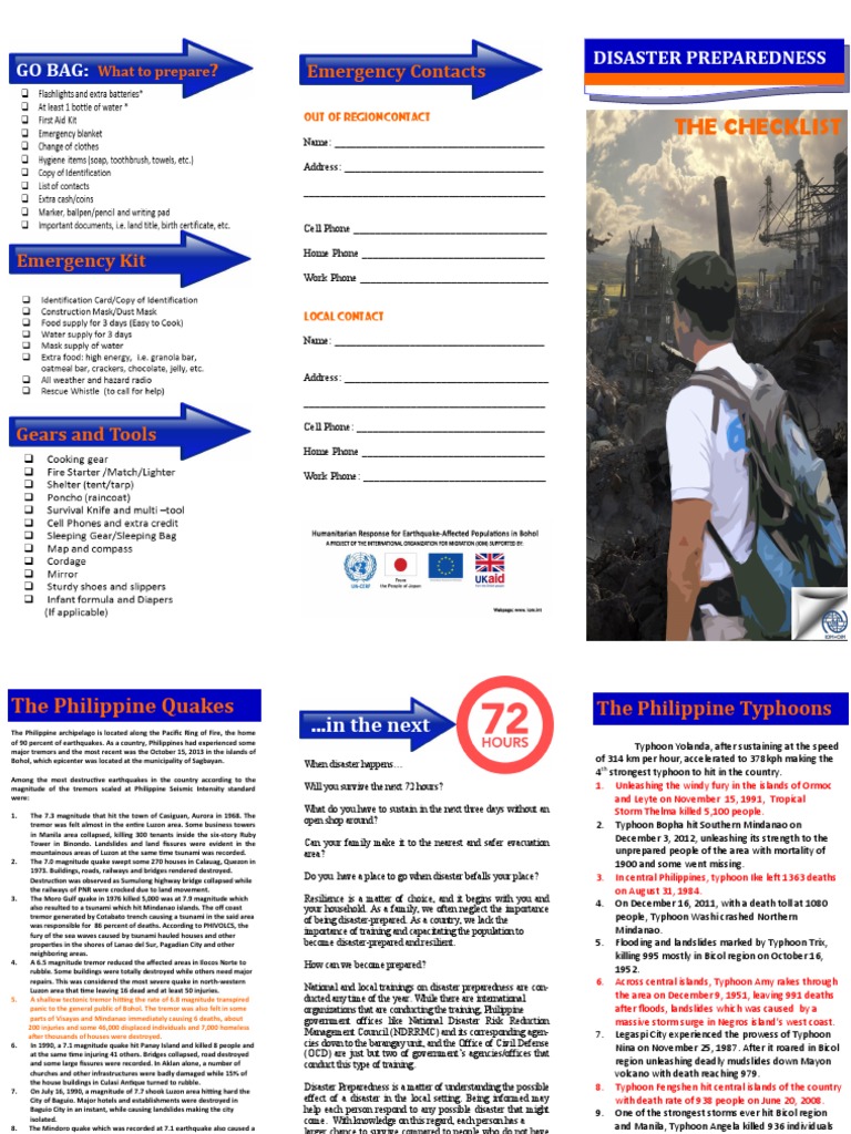 The Checklist: Emergency Contacts ? | PDF | Earthquakes | Tsunami