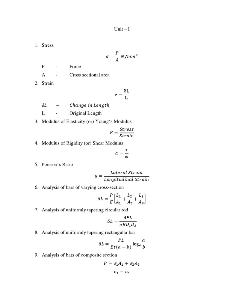 SOM Formulas | PDF | Young's Modulus | Thermal Expansion