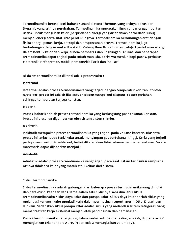 Termodinamika Berasal Dari Bahasa Yunani Dimana Thermos Yang Artinya ...
