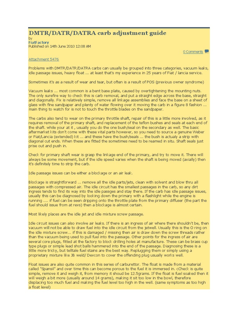 Weber DMTR DATR DATRA Tuning | PDF | Carburetor | Propulsion