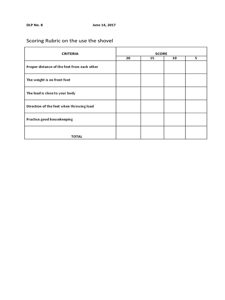 Dlp8.Scoring Rubric | PDF