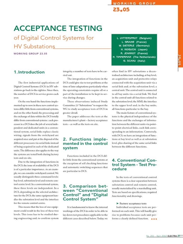 Acceptance Testing: of Digital Control Systems For HV Substations | PDF ...