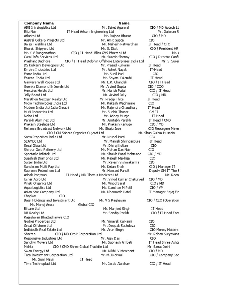 CIO List PDF | PDF | Sikhism | Business