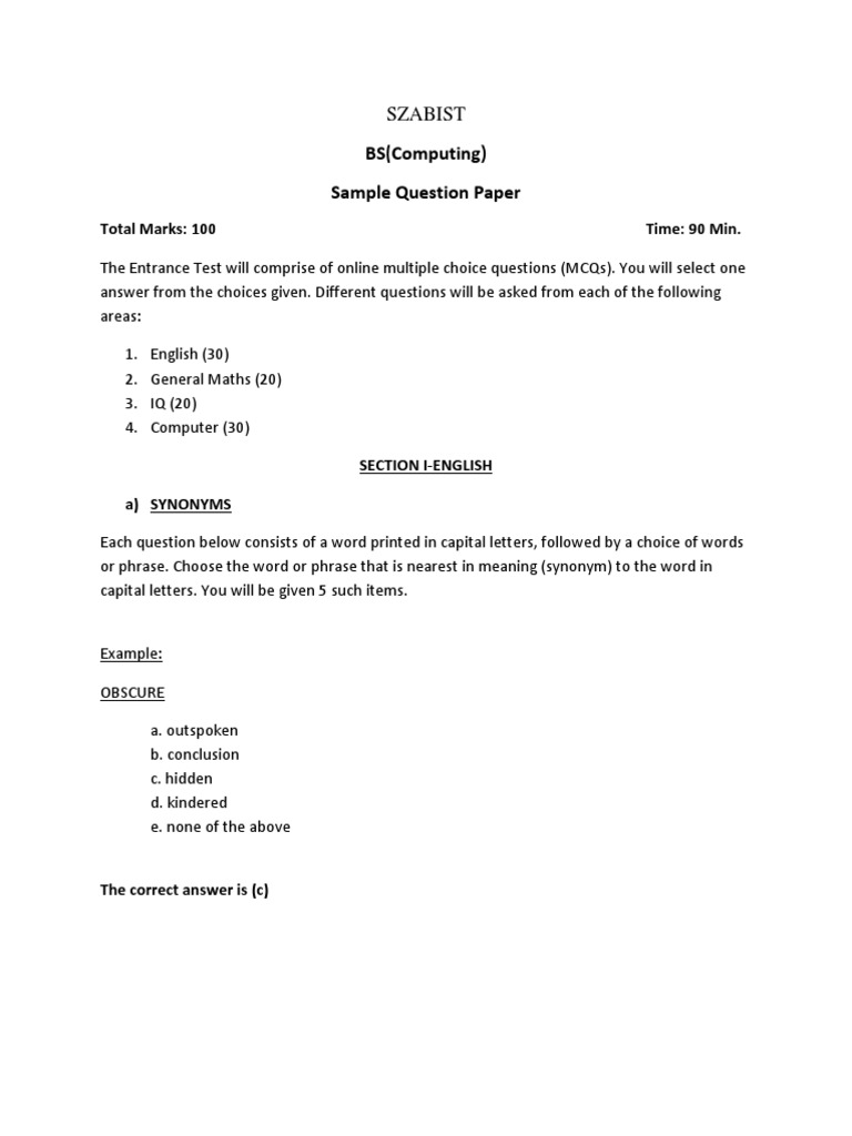 BSComputing SamplePaper | PDF | Multiple Choice | Teaching Mathematics