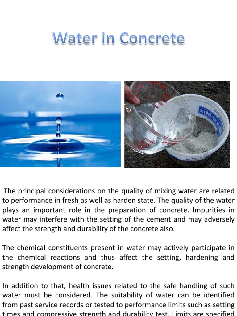 Water For Concrete | PDF | Concrete | Cement