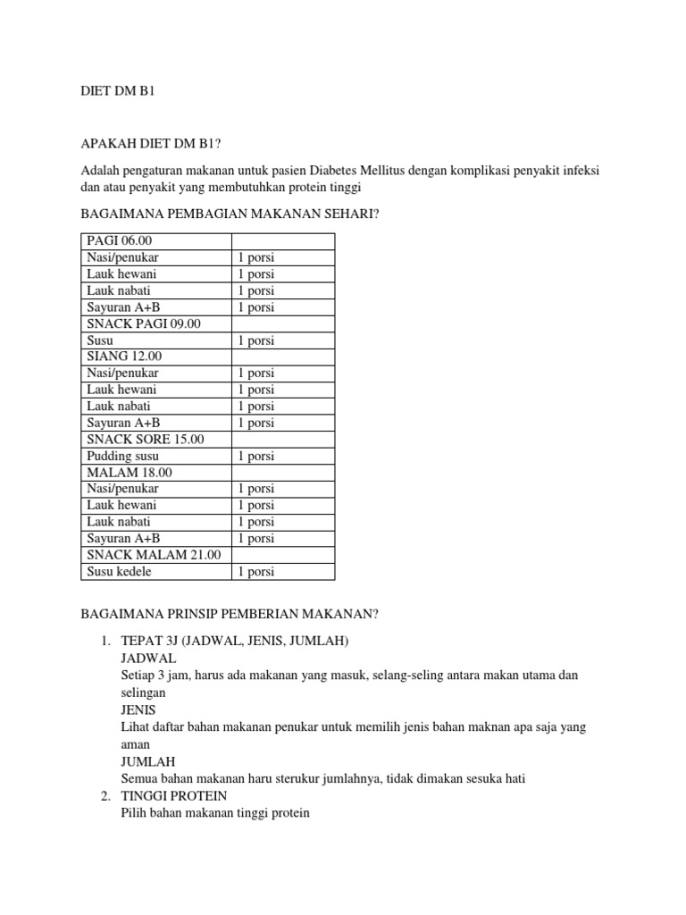 Diet DM B1 | PDF