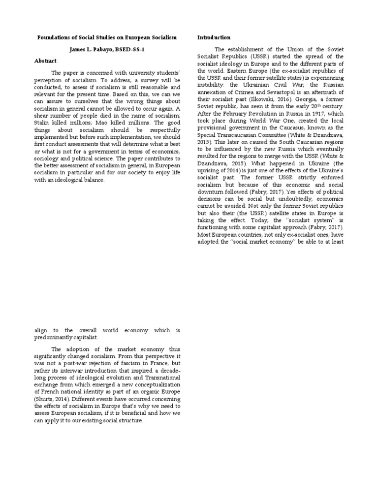 Foundations of Social Studies On European Socialism | PDF | Socialism ...