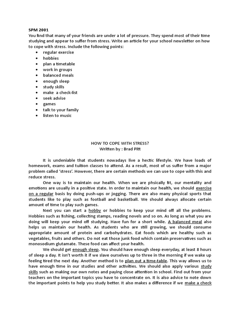 Coping Strategies for Student Stress | PDF | Stress (Biology ...
