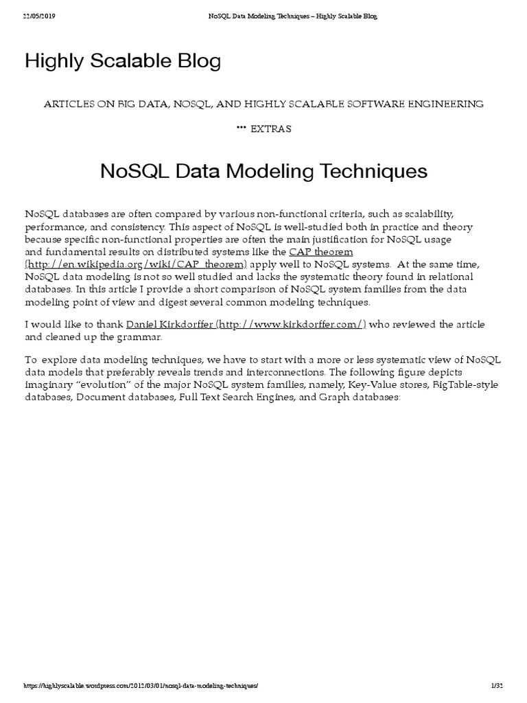 NoSQL Data Modeling Techniques - Highly Scalable Blog | PDF | No Sql ...