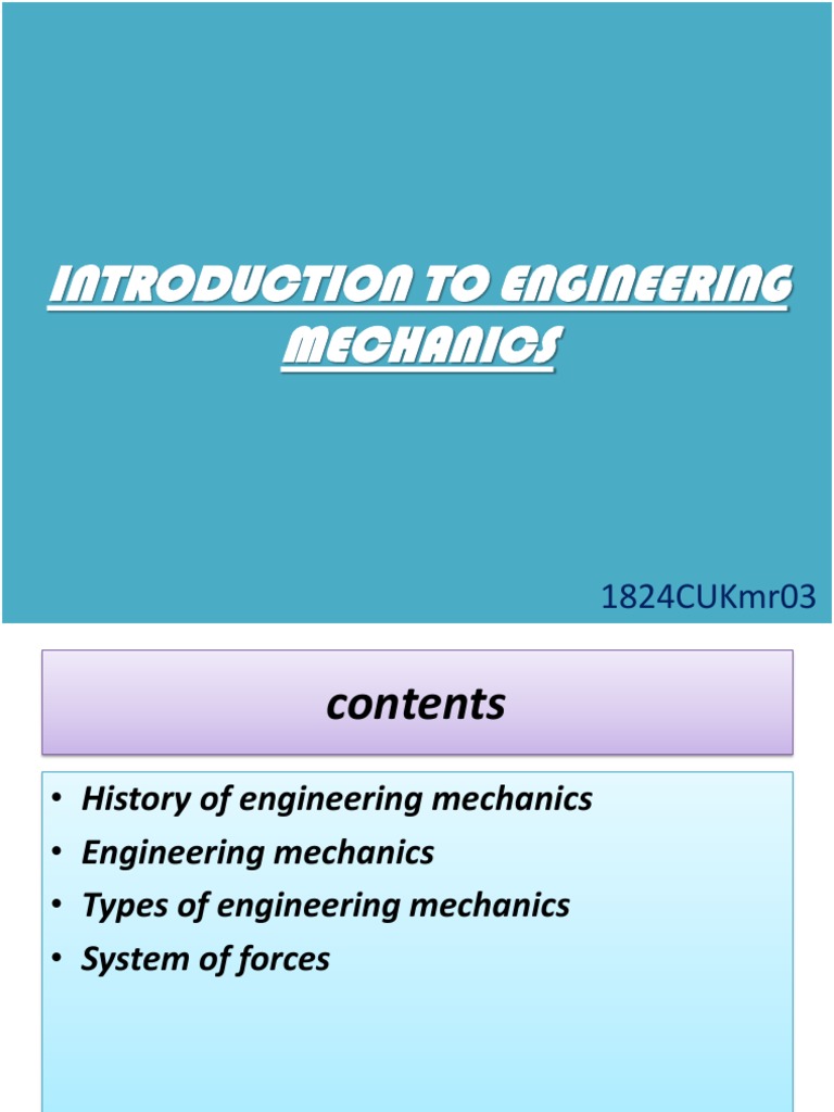 Introduction To Engineering Mechanics | PDF | Force | Mechanical ...