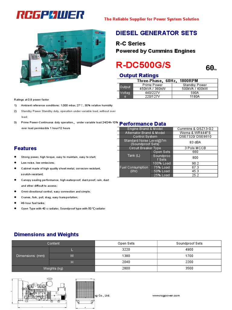 R DC500G S Werna | PDF | Electric Power System | Engines