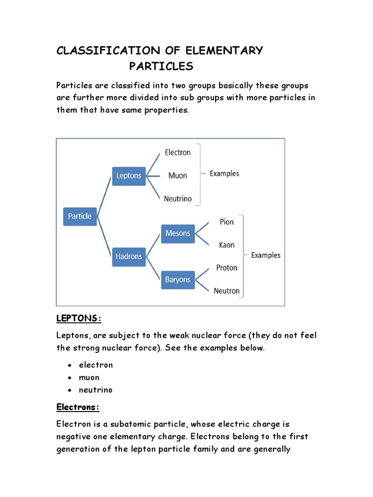 Classification of Elementary Particles: Leptons | Download Free PDF ...