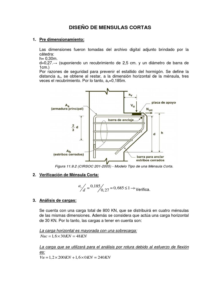 Diseño de Ménsulas Cortas en Hormigón | PDF | Ingeniería de Edificación ...