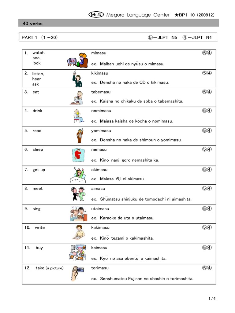 40verbsromaji 150314033221 Conversion Gate01 | PDF | Linguistic ...