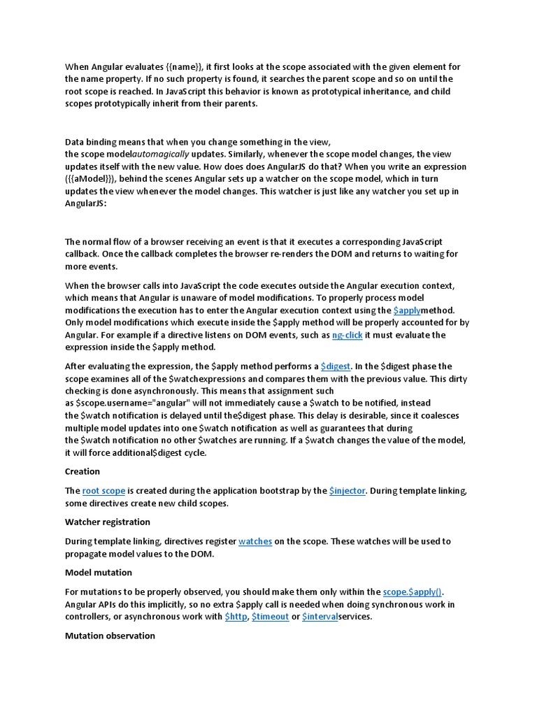Scope Lifecycle Pdf Angular Js Scope Computer Science