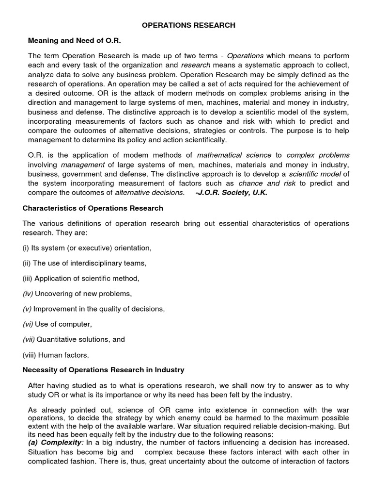 Operation Research MBA | PDF | Mathematical Optimization | Linear ...