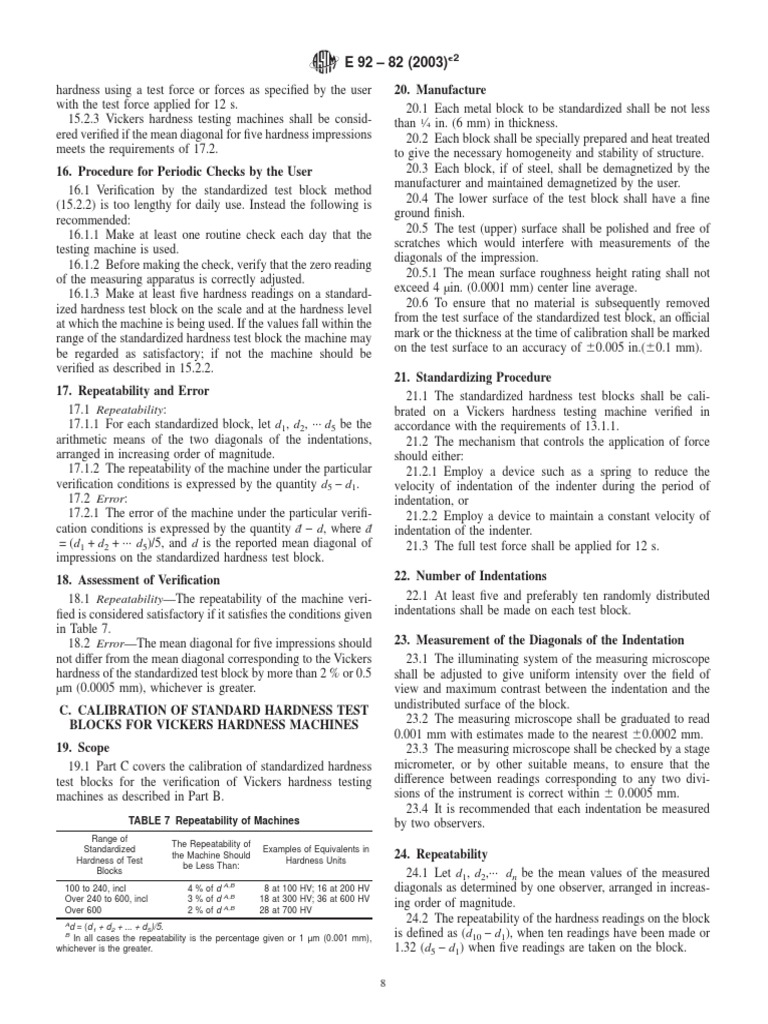 Vickers Hardness Testing Verification Guide | PDF | Hardness | Calibration