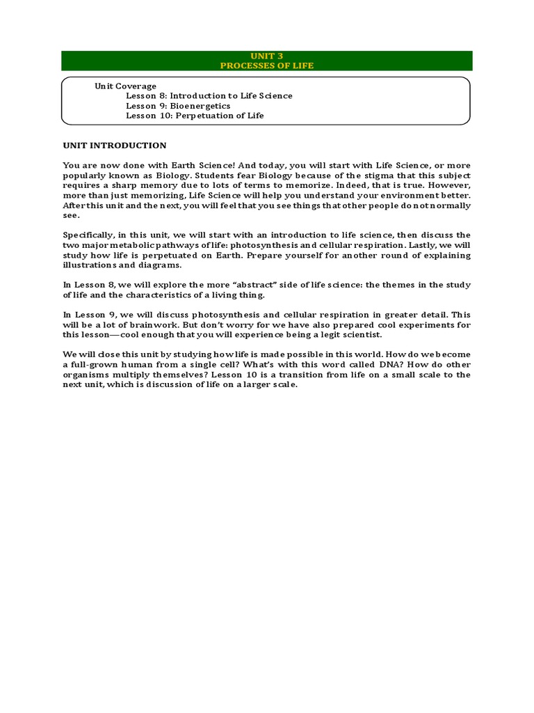 Introduction to Life Science Concepts | PDF | Abiogenesis | Life
