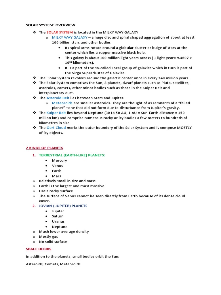 Earth Science Handouts | PDF | Meteoroid | Solar System