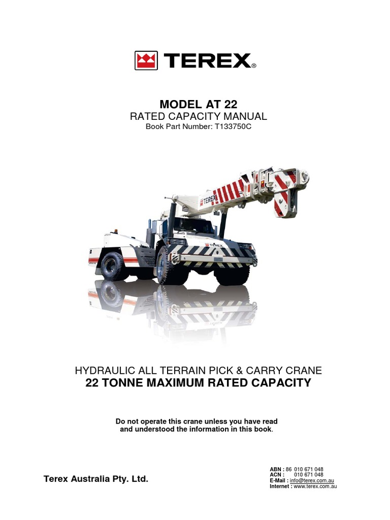 22T Franna Crane Load Capacity Manual | PDF | Crane (Machine) | Tire