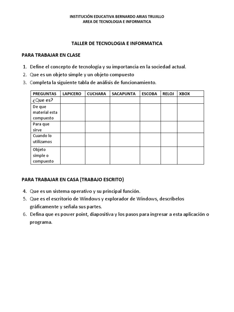 Taller de Tecnologia | PDF | Informática