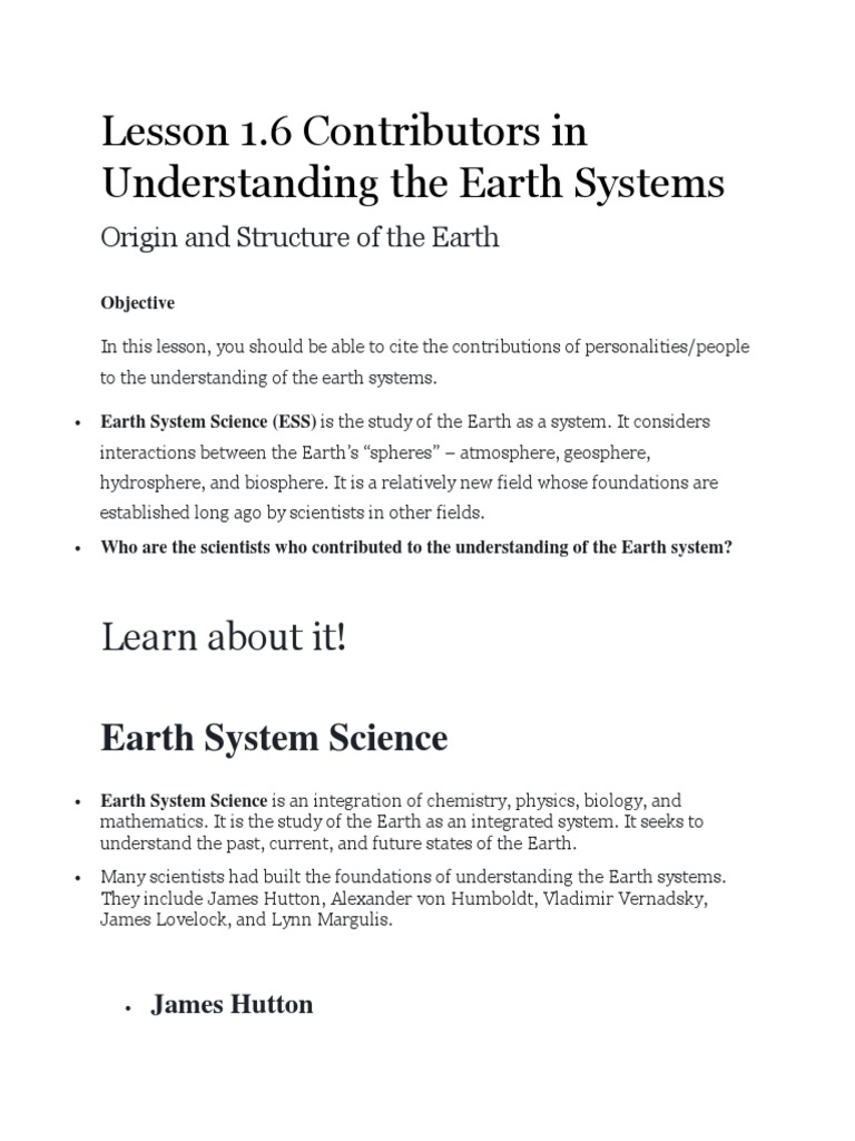 Foundational Contributors to Earth System Science: James Hutton ...