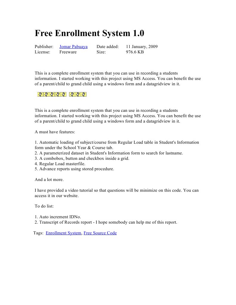 Free Enrollment System 1 | PDF